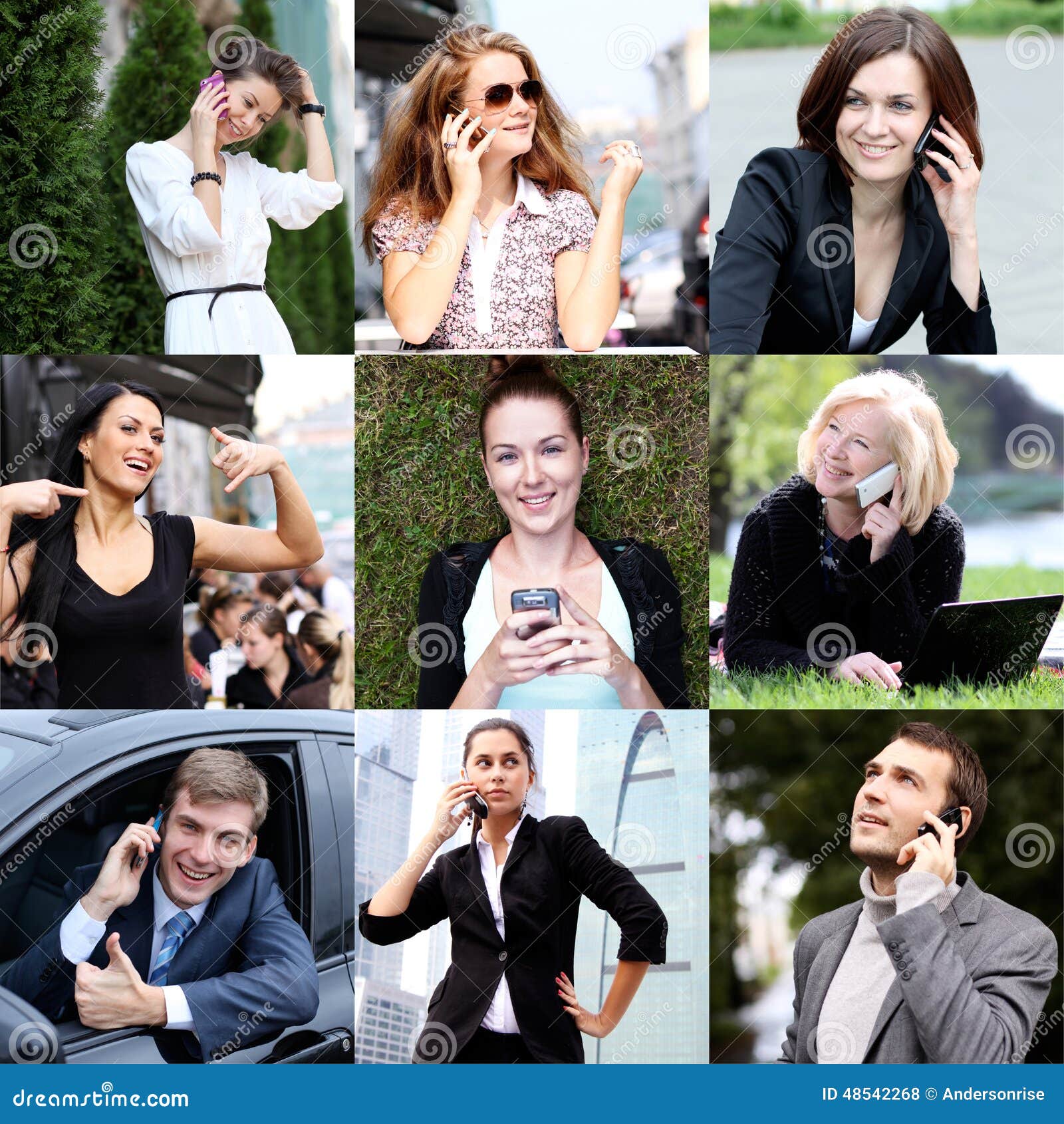 Connection Concept. People with Mobile Phone Collage Stock Photo ...