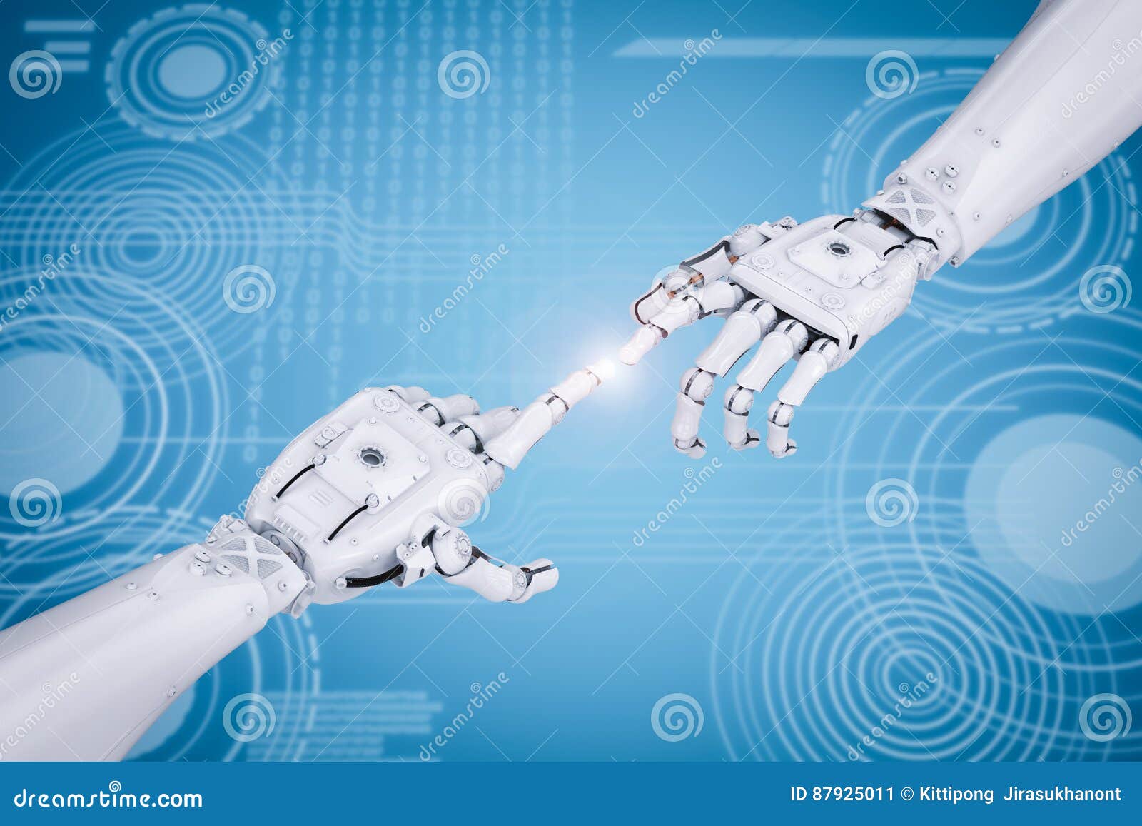 Connection Concept with Robotic Hand Pointing Stock Illustration ...