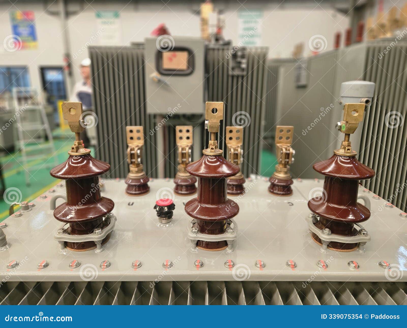 Connection Copper Bushing on the Transformer Stock Photo - Image of ...