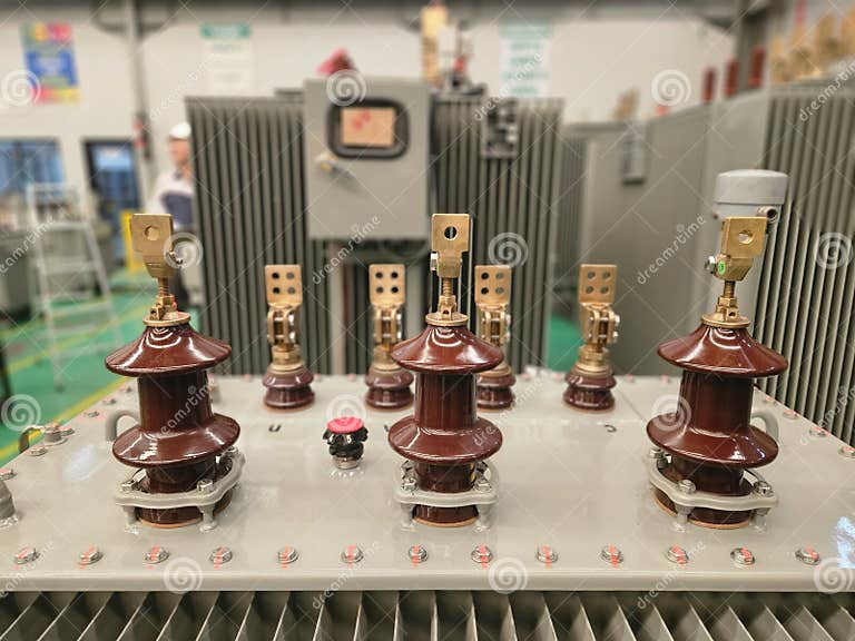 Connection Copper Bushing on the Transformer Stock Photo - Image of ...