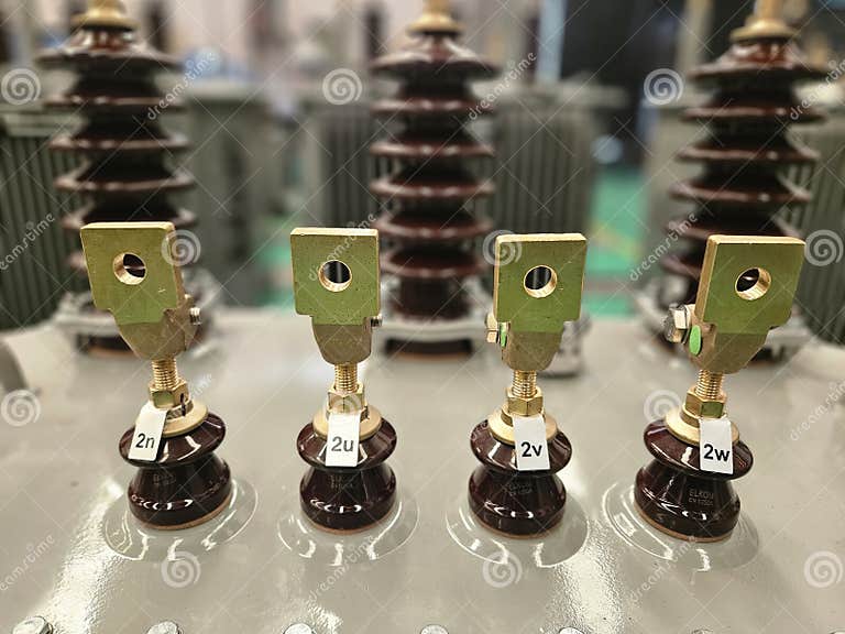 Connection Copper Bushing on the Transformer Stock Image - Image of ...