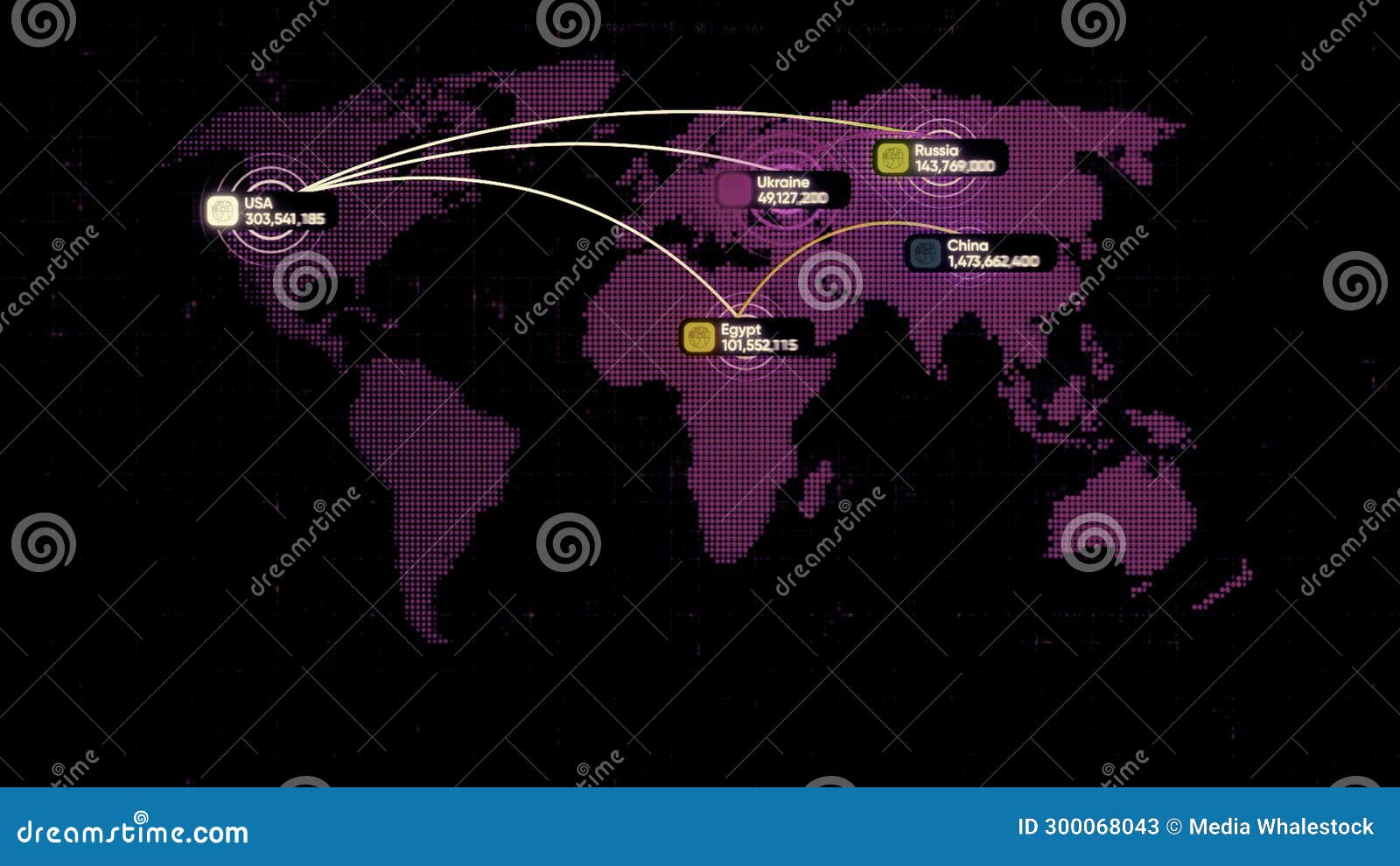 Connection between Countries on a World Map. Motion Stock Image - Image ...