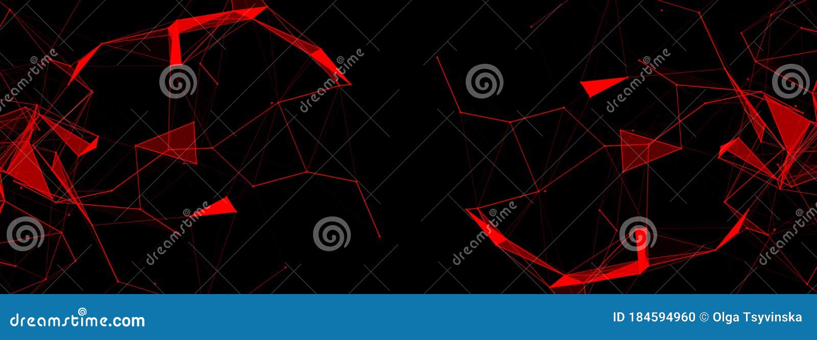 Connection of Dots and Lines Structure on Dark Background. Red Abstract ...