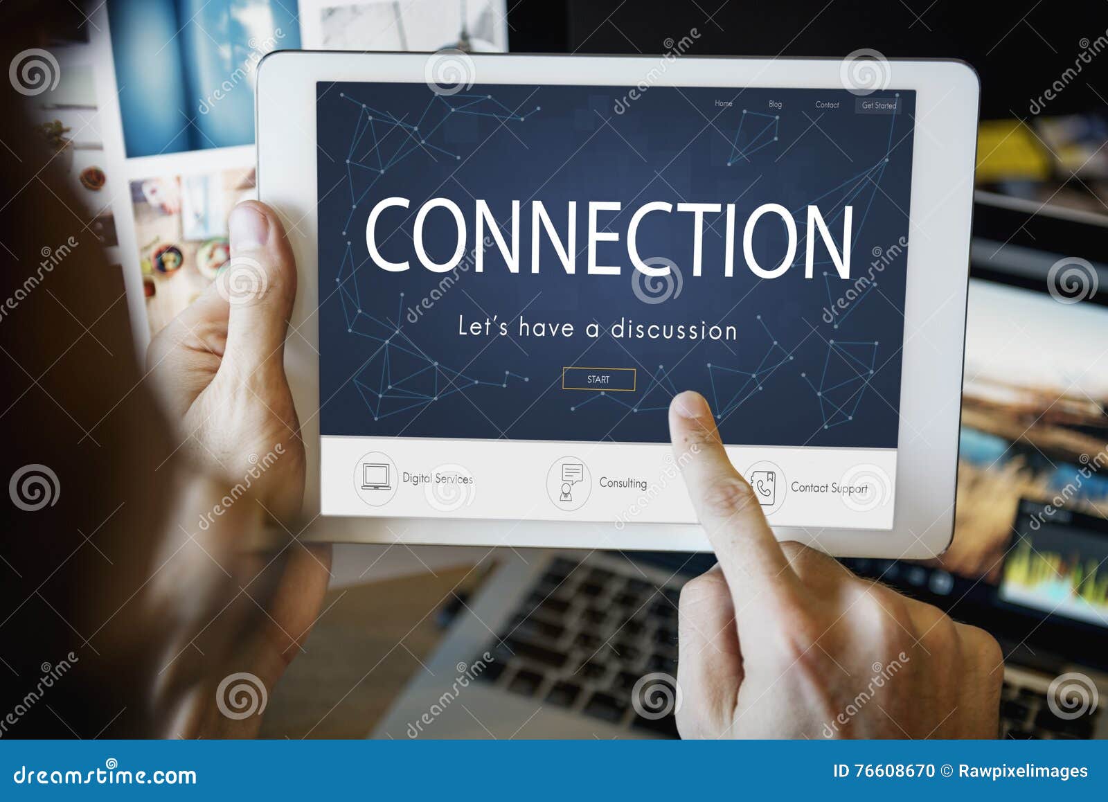Connection Homepage Start Button Concept Stock Photo - Image of screen ...