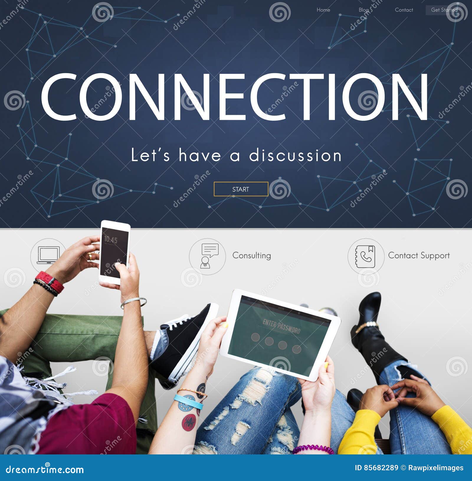 Connection Homepage Start Button Concept Stock Image - Image of ...