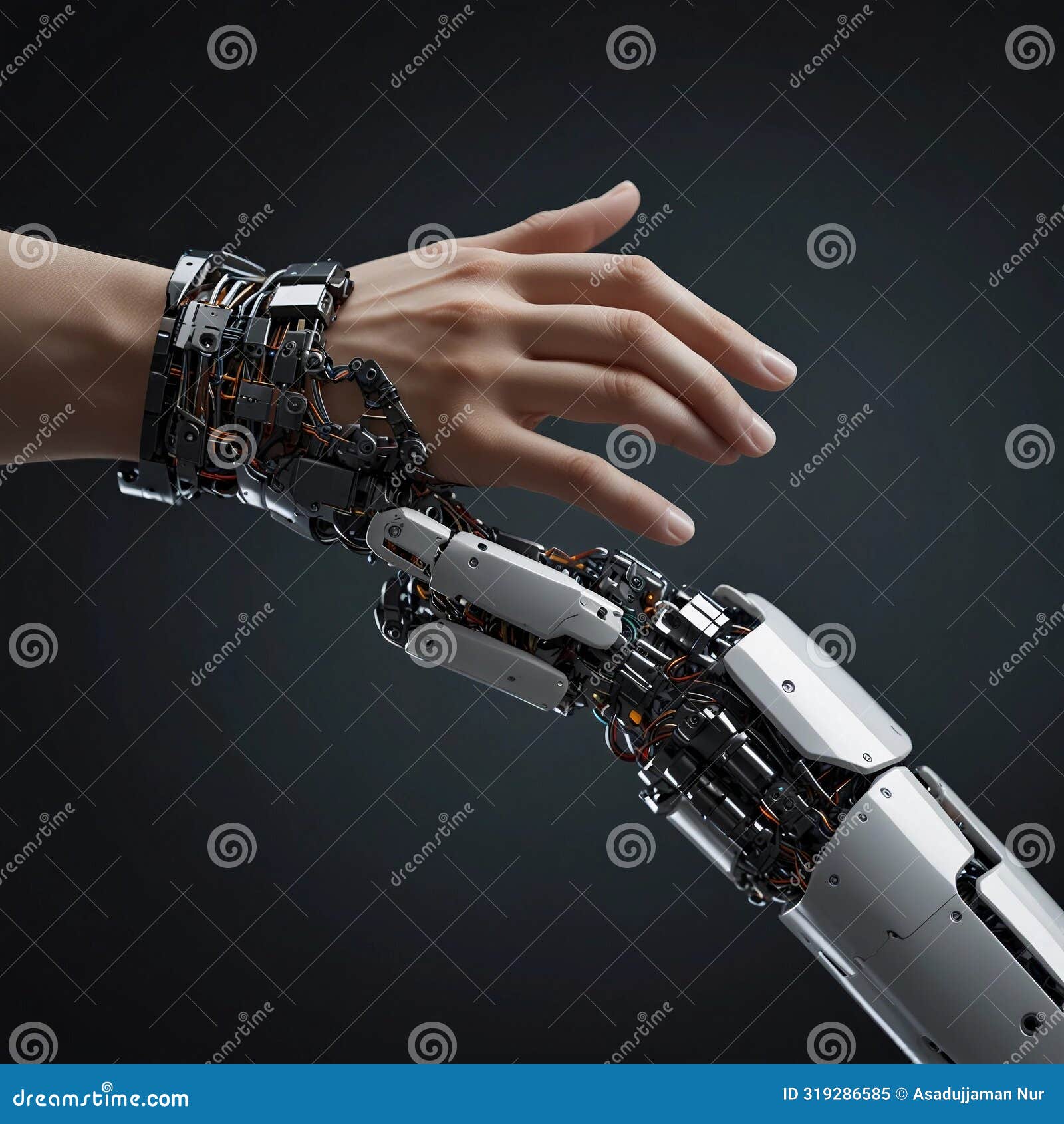 Connection between Human Hand and Robot Hand Technology Stock ...