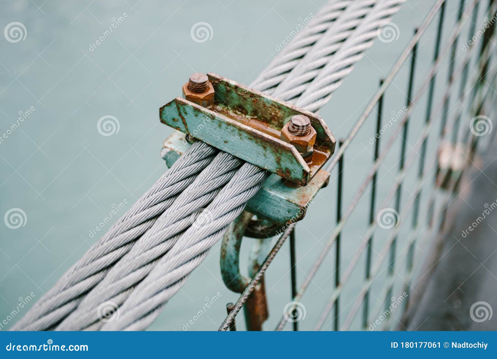 The Connection of a Large Metal Cable with a Clip for the Tether. the ...