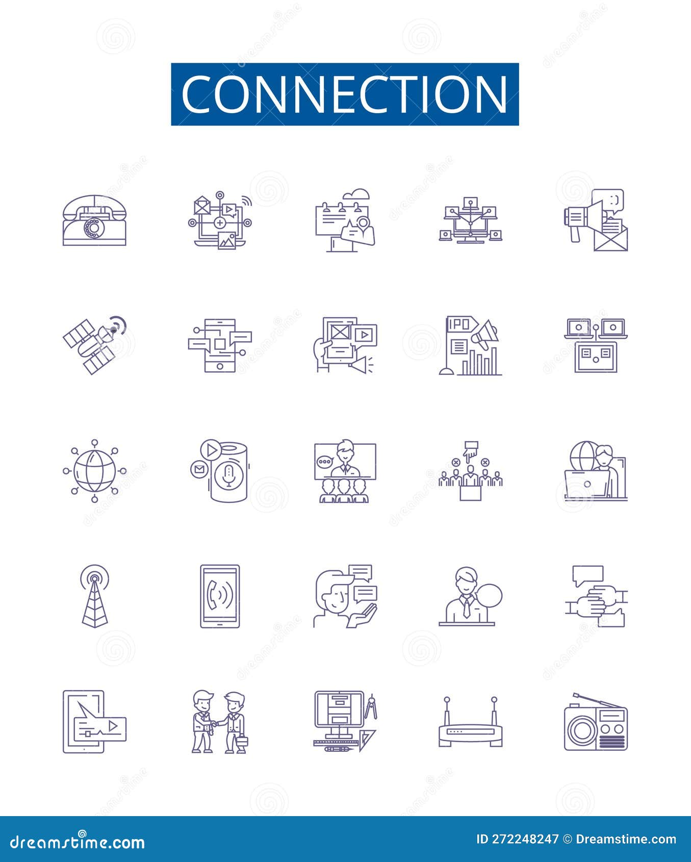 Connection Line Icons Signs Set. Design Collection of Link, Union, Bond ...
