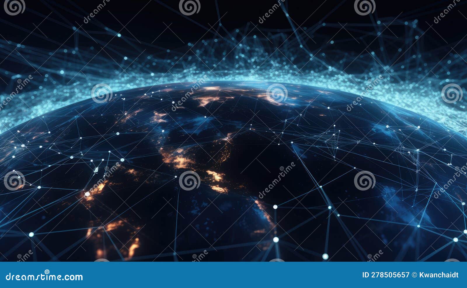 Connection Line Signal Cover the Planet , Connect and Communication ...