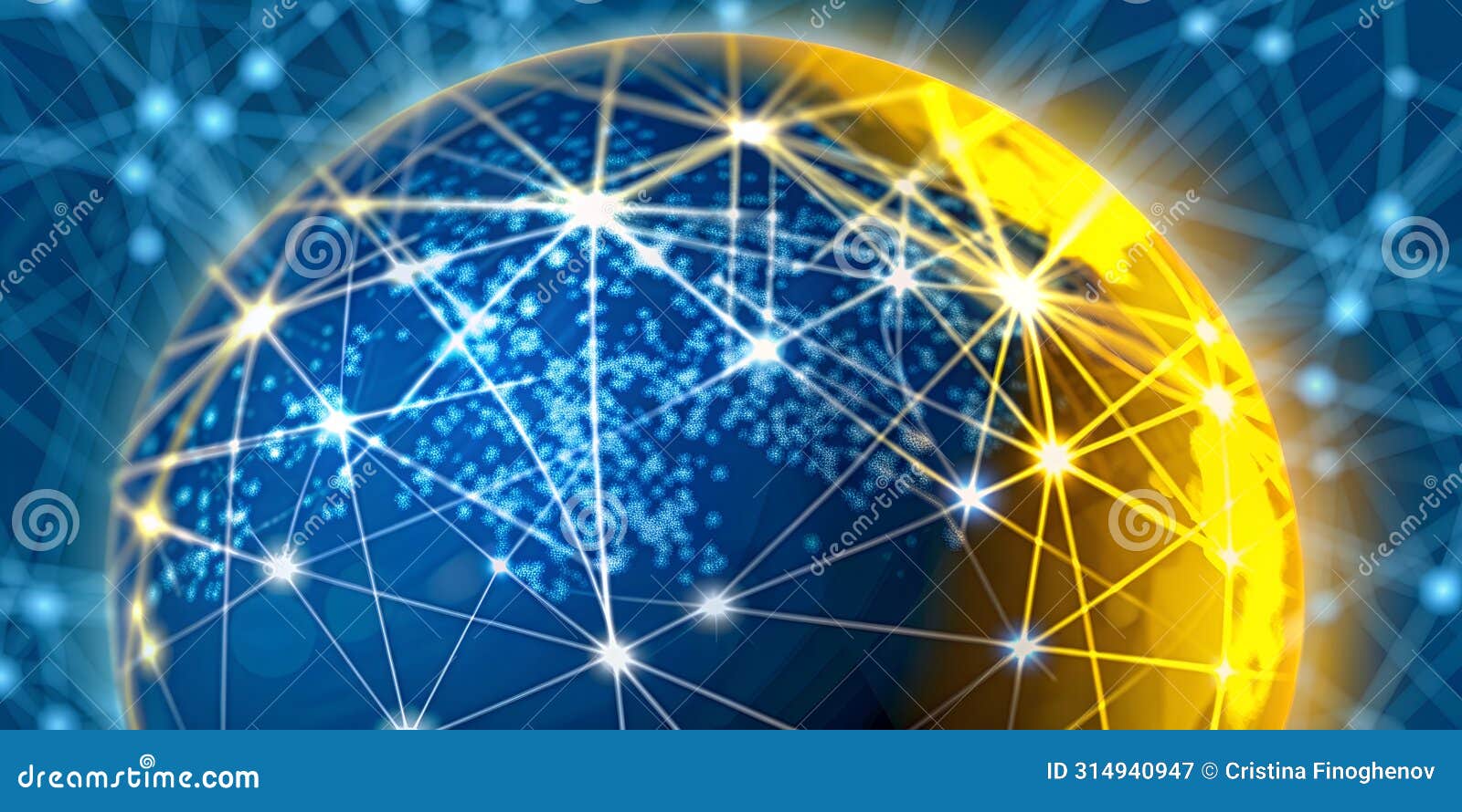 Connection Lines Around the Earth Stock Image - Image of bright ...