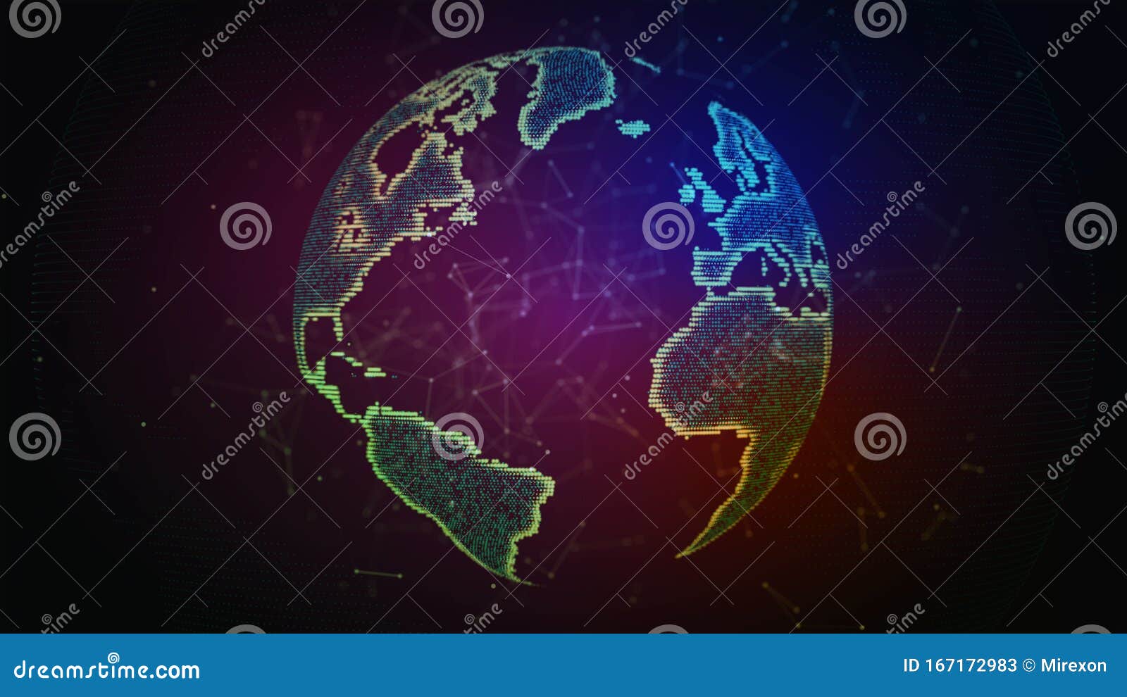 Connection Lines Around Earth Globe. Background with Light Effect ...