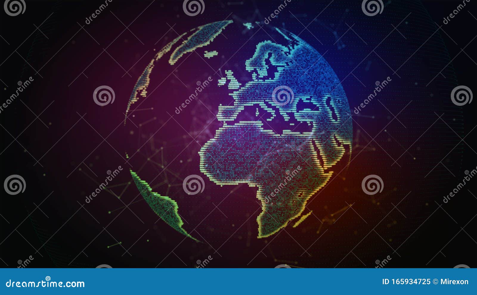 Connection Lines Around Earth Globe. Background with Light Effect ...