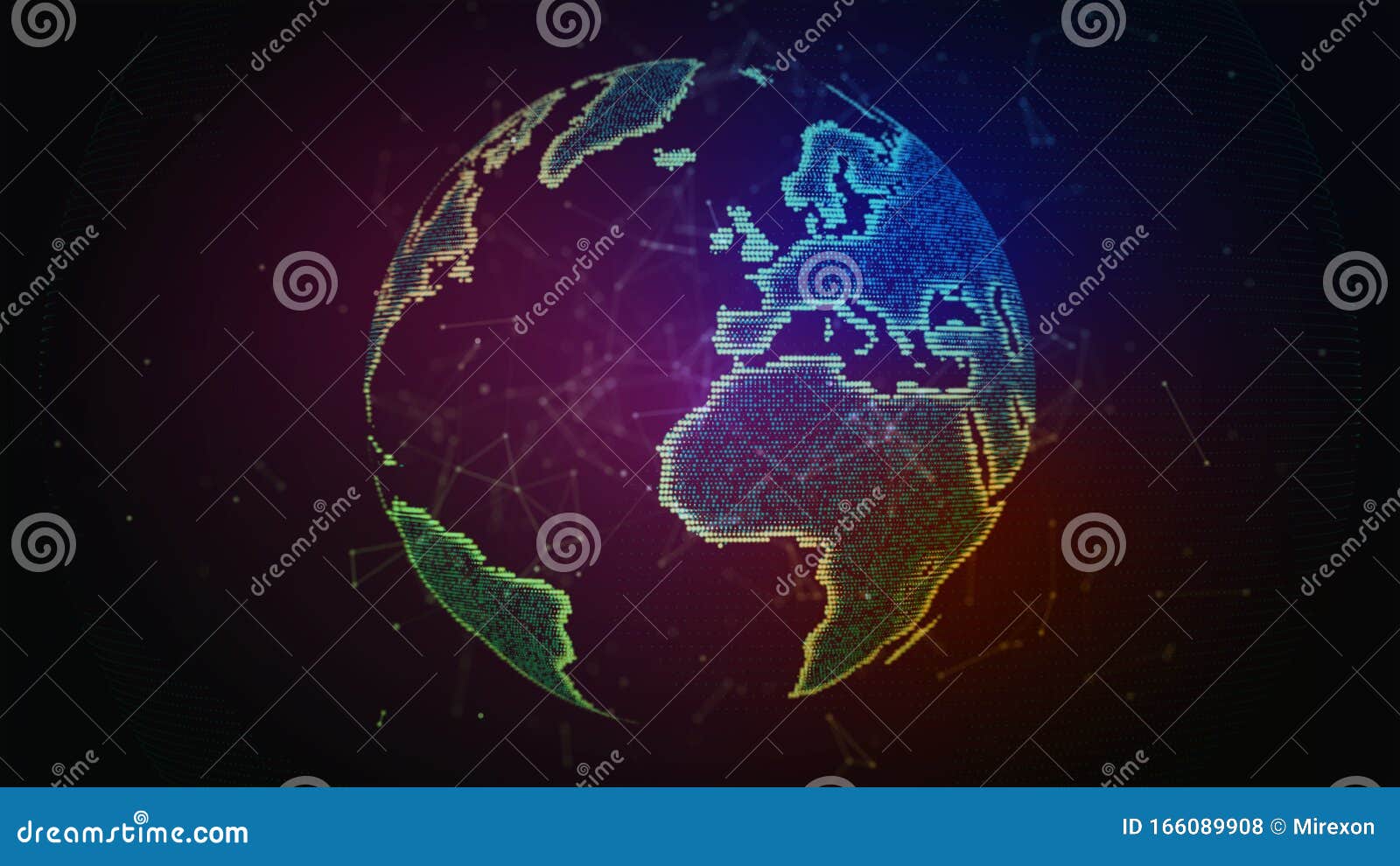Connection Lines Around Earth Globe. Background with Light Effect ...