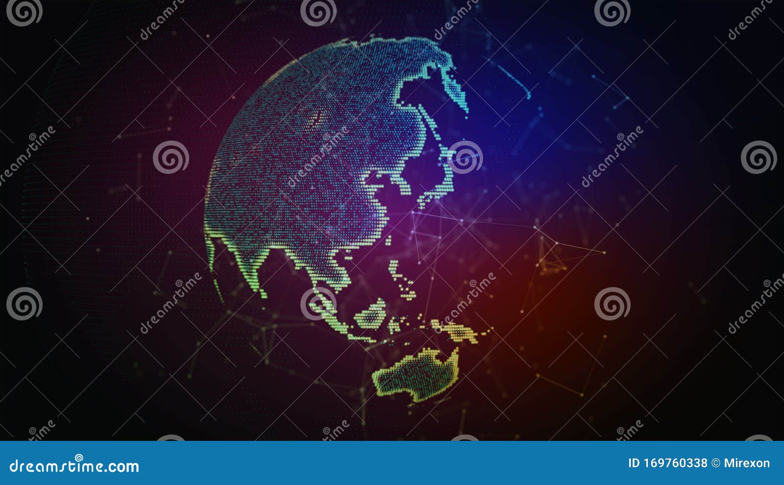Connection Lines Around Earth Globe. Background with Light Effect ...