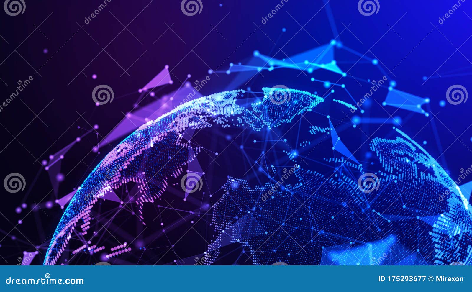 Connection Lines Around Earth Globe. Background with Light Effect ...