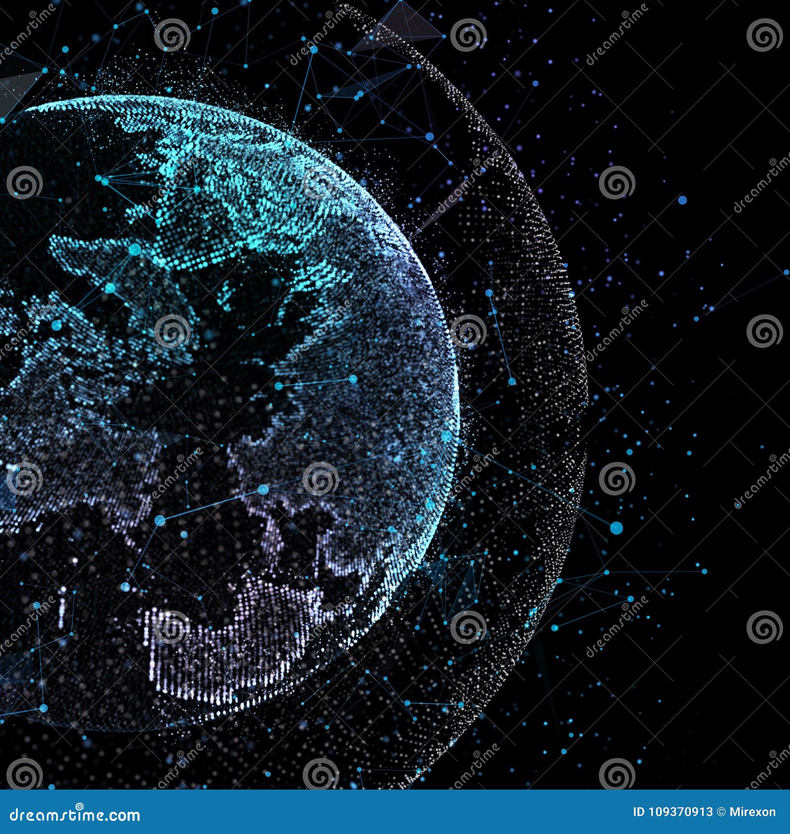 Connection Lines Around Earth Globe, Theme Background with Light Effect ...