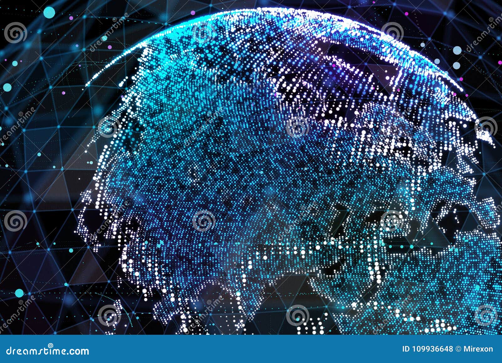 Connection Lines Around Earth Globe, Theme Background with Light Effect ...