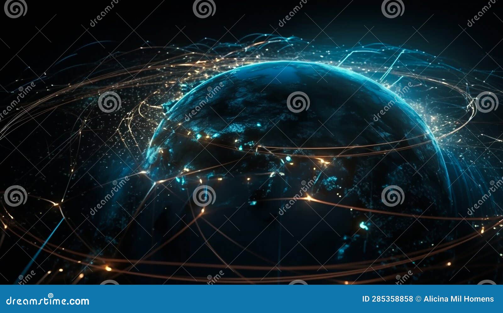 Connection Lines Around the Earth S Surface. AI Generated Stock ...