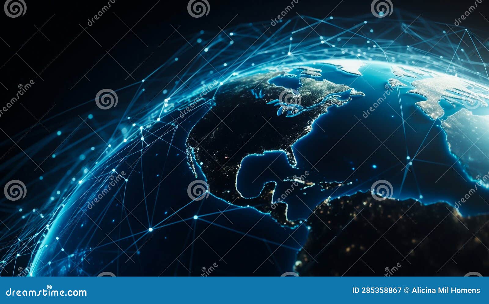 Connection Lines Around the Earth S Surface. AI Generated Stock ...
