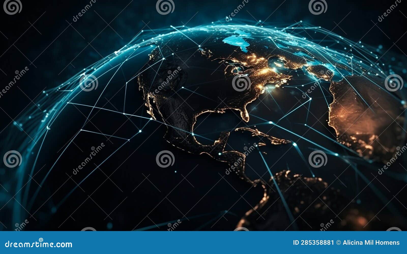 Connection Lines Around the Earth S Surface. AI Generated Stock ...