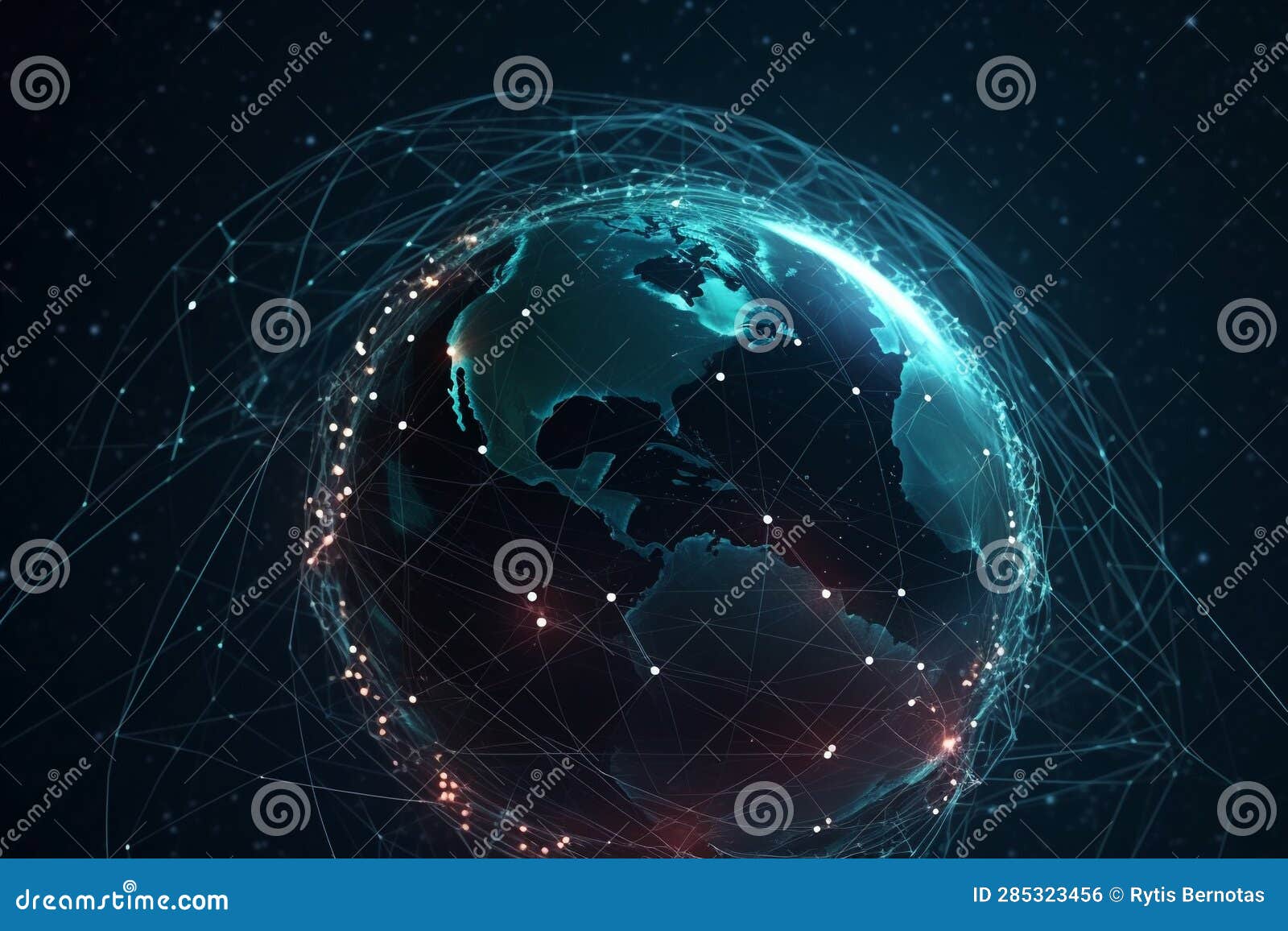Connection Lines Around the Earth Surface Abstract Illustration ...