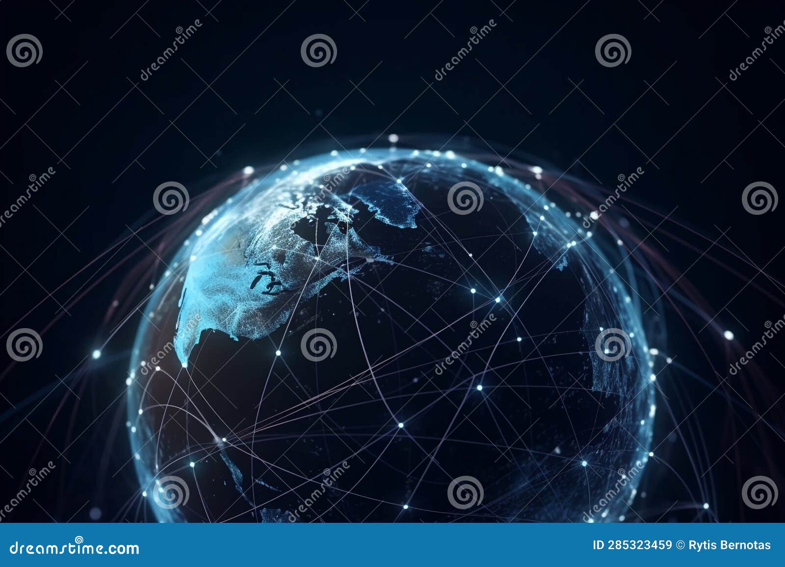 Connection Lines Around the Earth Surface Abstract Illustration ...