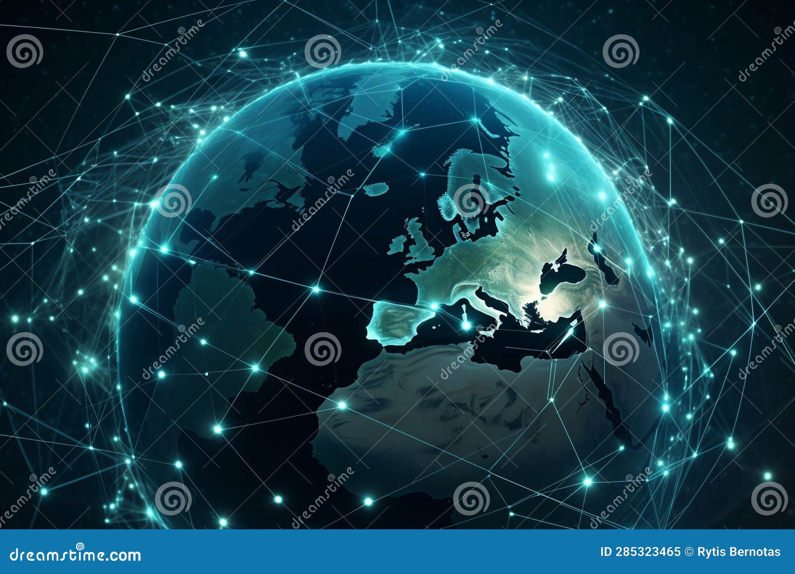 Connection Lines Around the Earth Surface Abstract Illustration ...