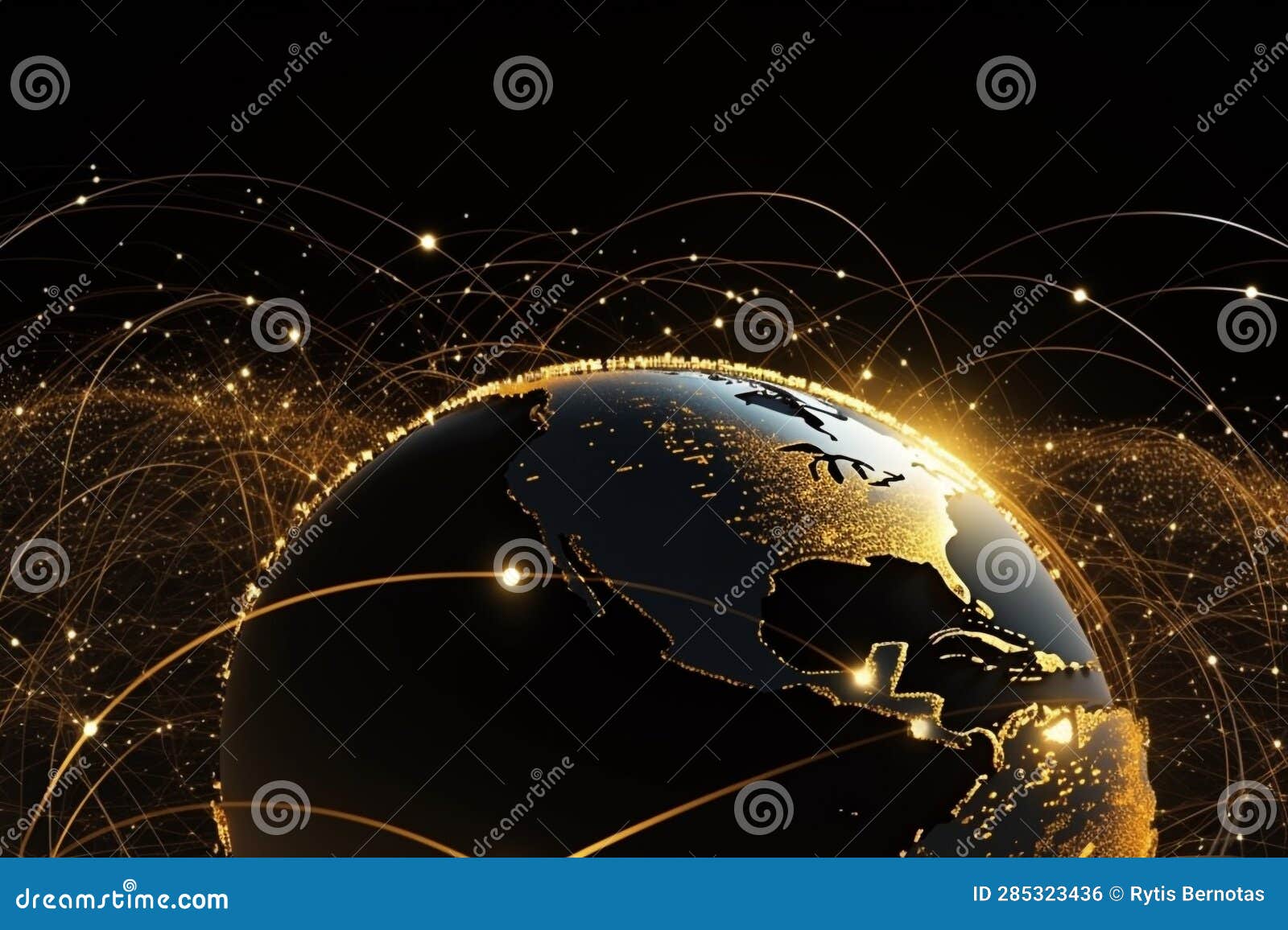 Connection Lines Around the Earth Surface Abstract Illustration ...