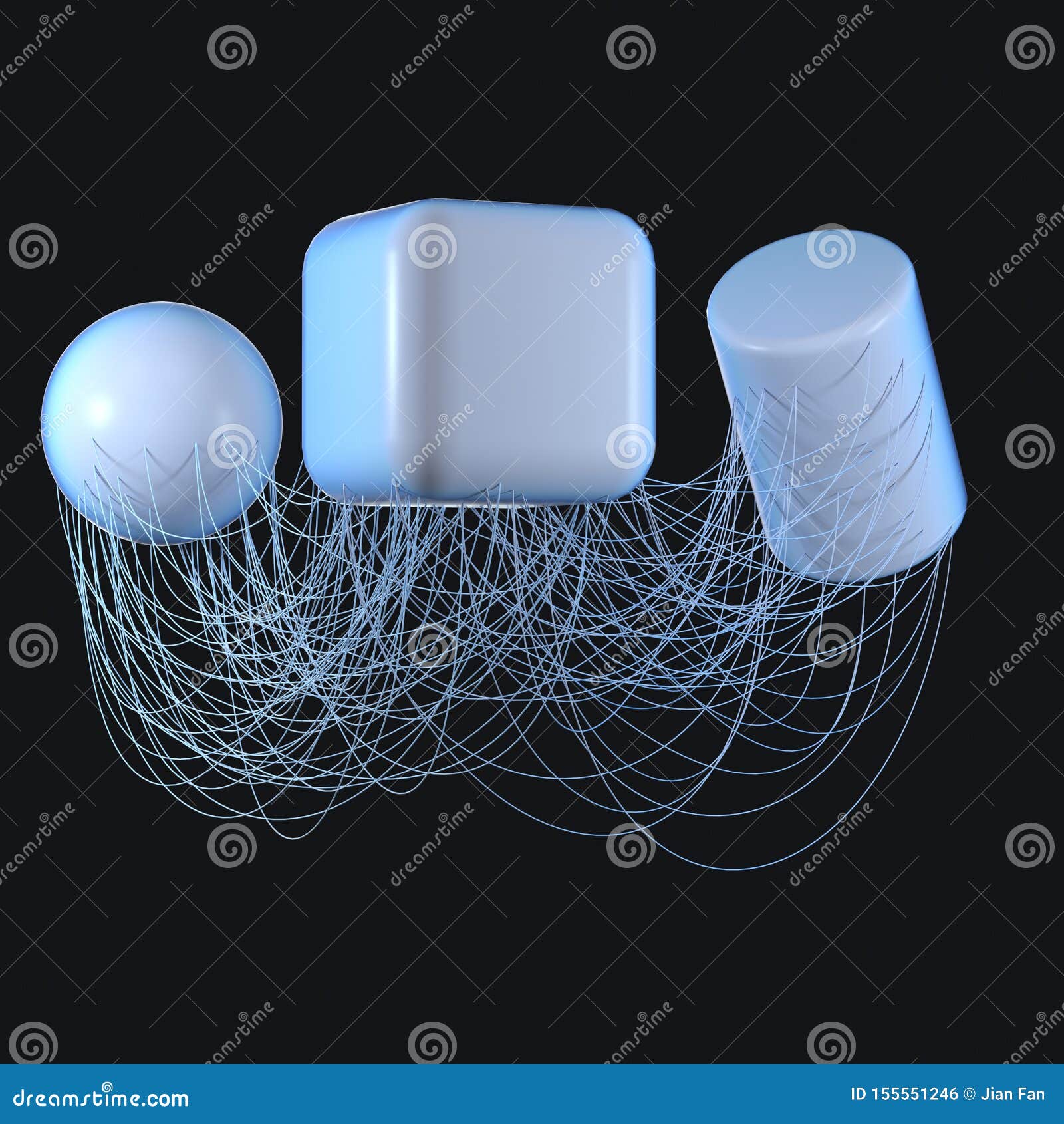 Connection Lines with Creative Geometries, 3d Rendering Stock ...