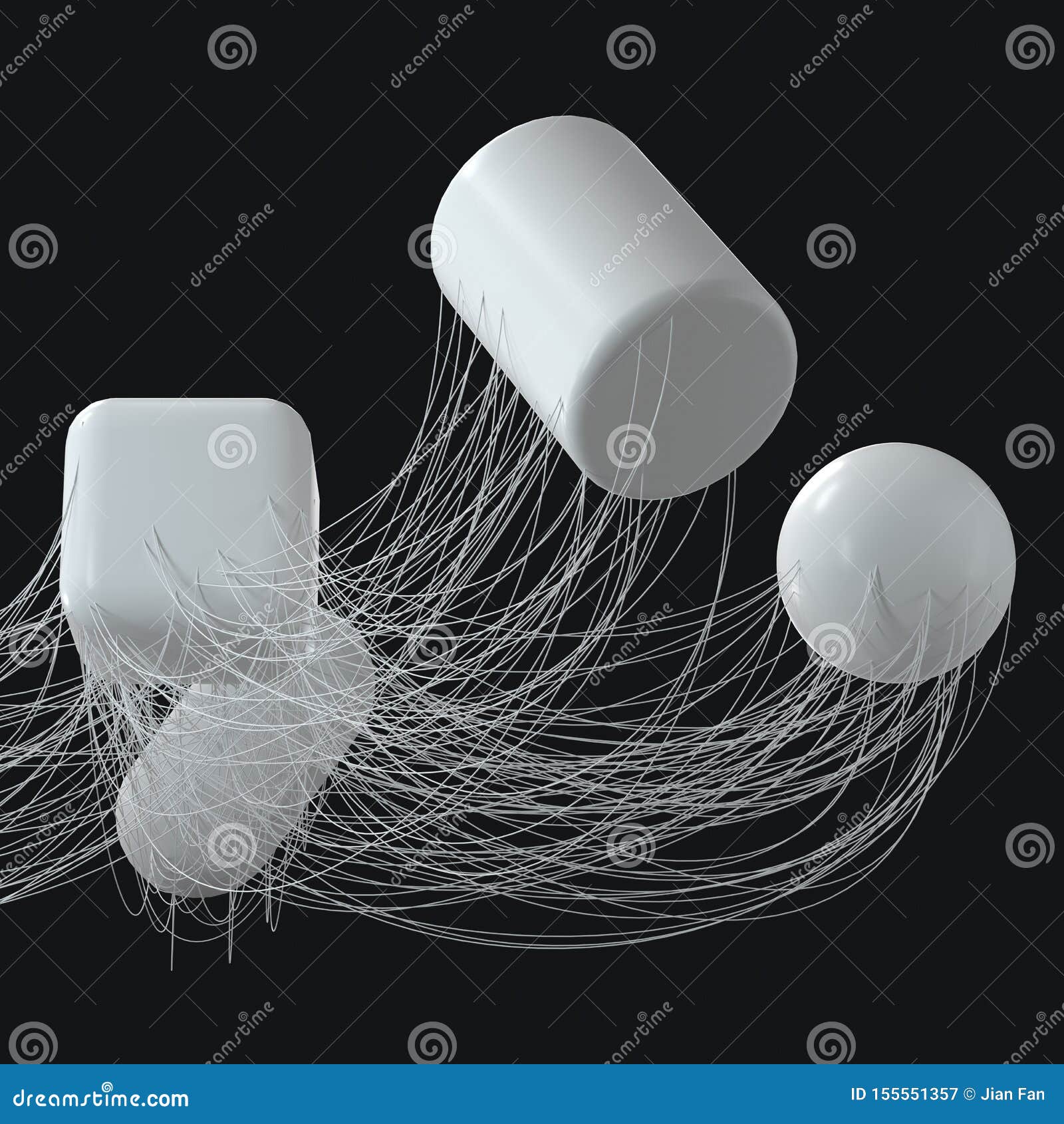 Connection Lines with Creative Geometries, 3d Rendering Stock ...