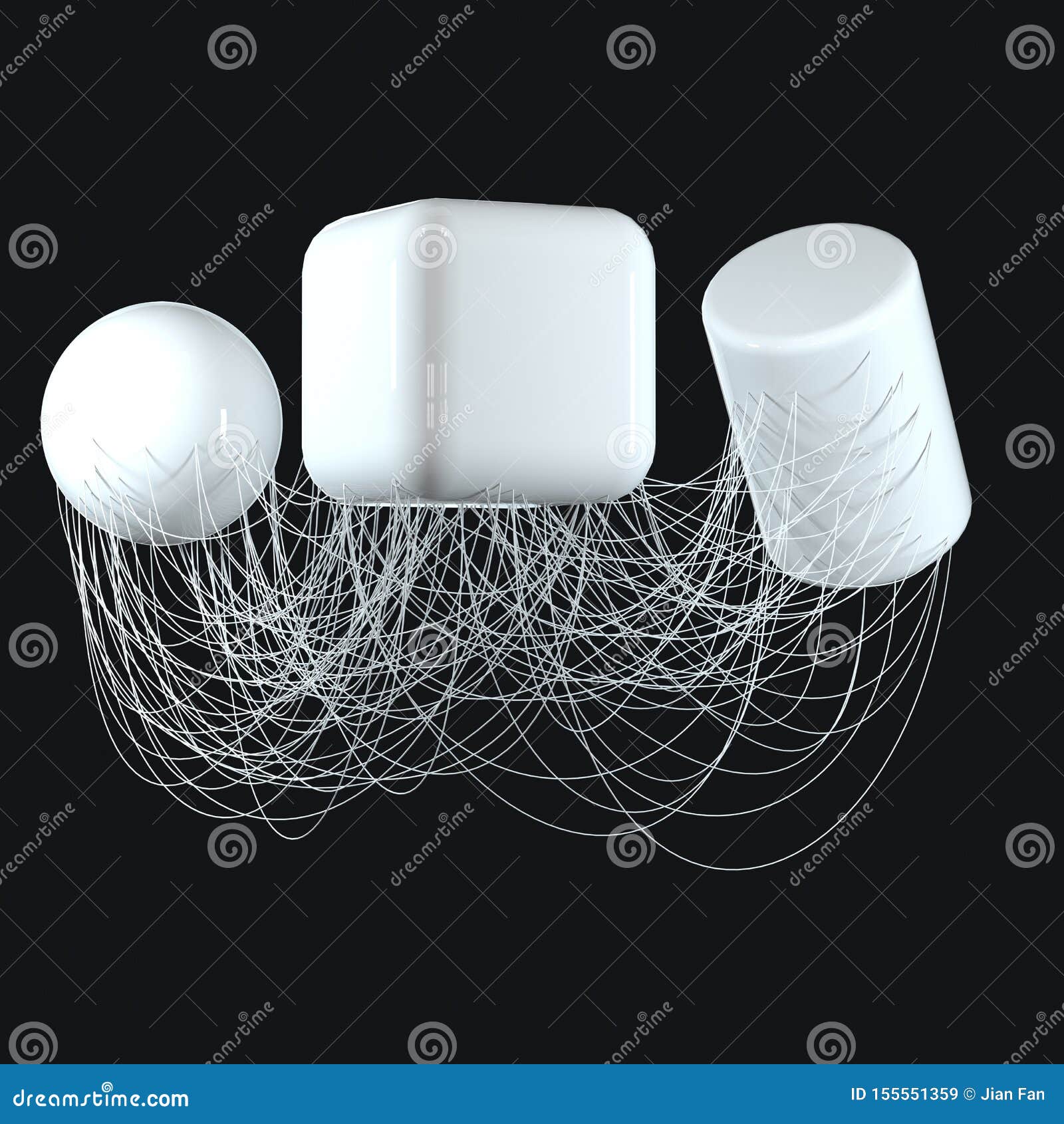 Connection Lines with Creative Geometries, 3d Rendering Stock ...