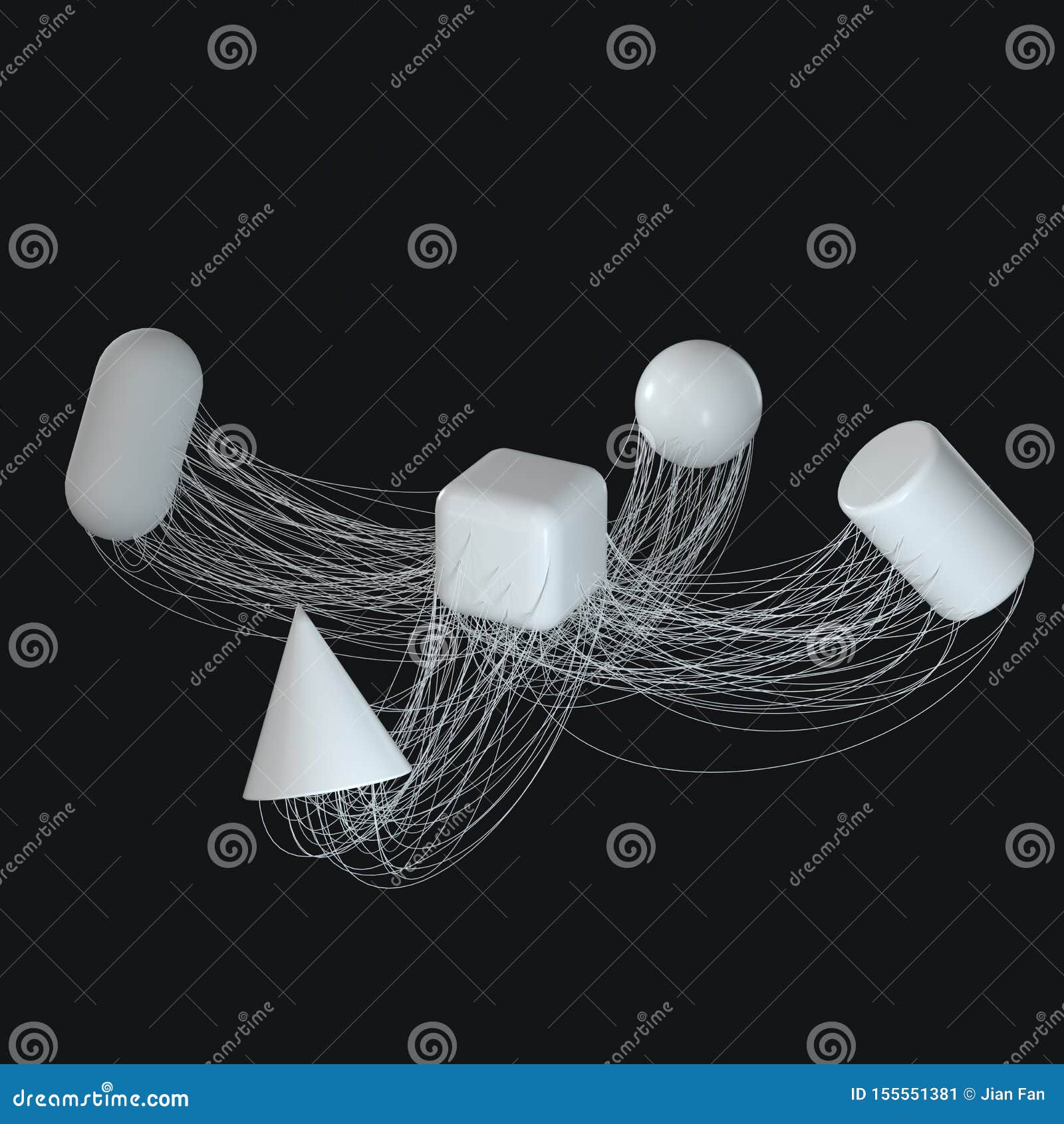 Connection Lines with Creative Geometries, 3d Rendering Stock ...
