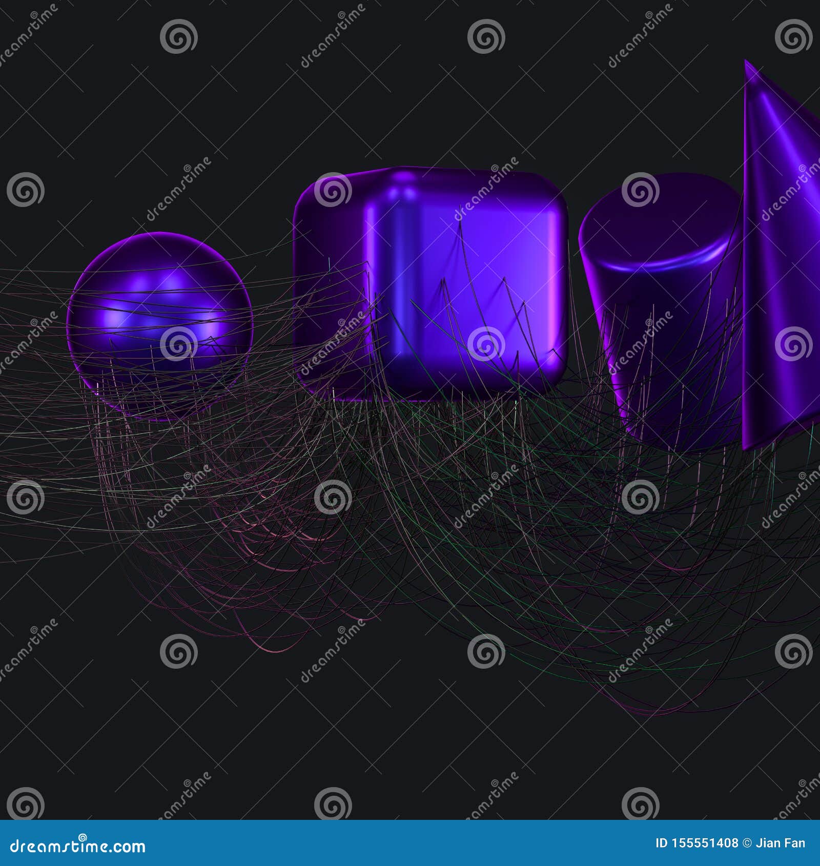 Connection Lines with Creative Geometries, 3d Rendering Stock ...