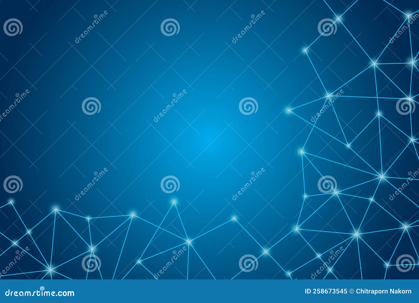 Connection Lines with Dots and Light on Dark Blue Background. Connected ...
