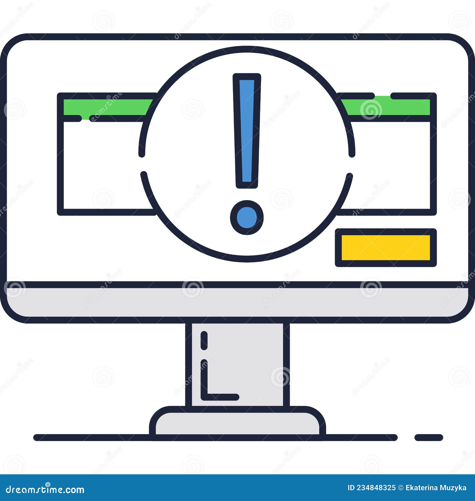 Connection Lost Icon, Web Error on Vector Computer Stock Vector ...