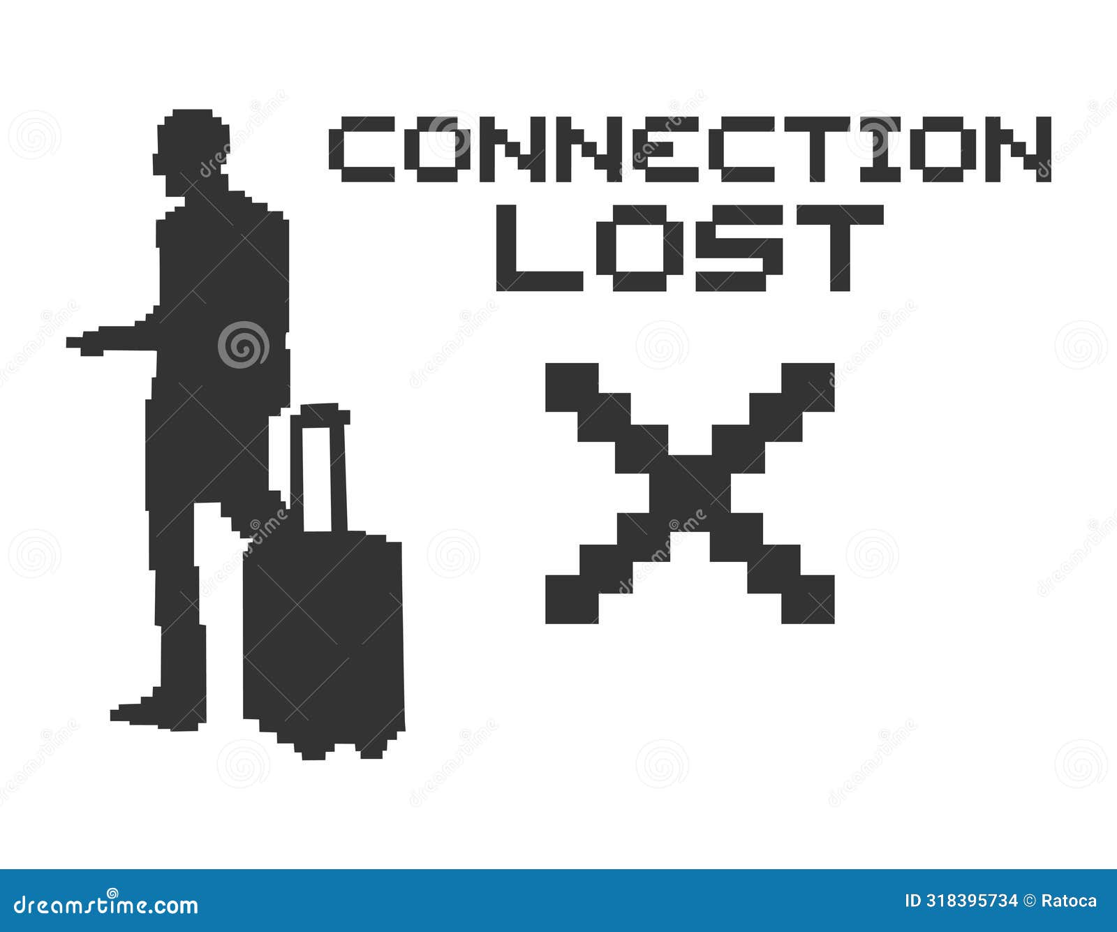 Connection Lost Pixel Message Stock Vector - Illustration of badge ...