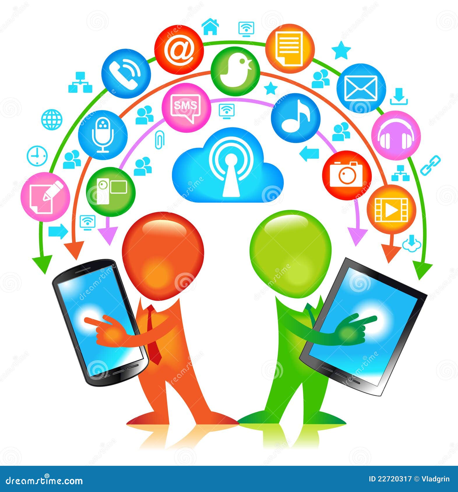 Connection man stock vector. Illustration of cloud, design - 22720317