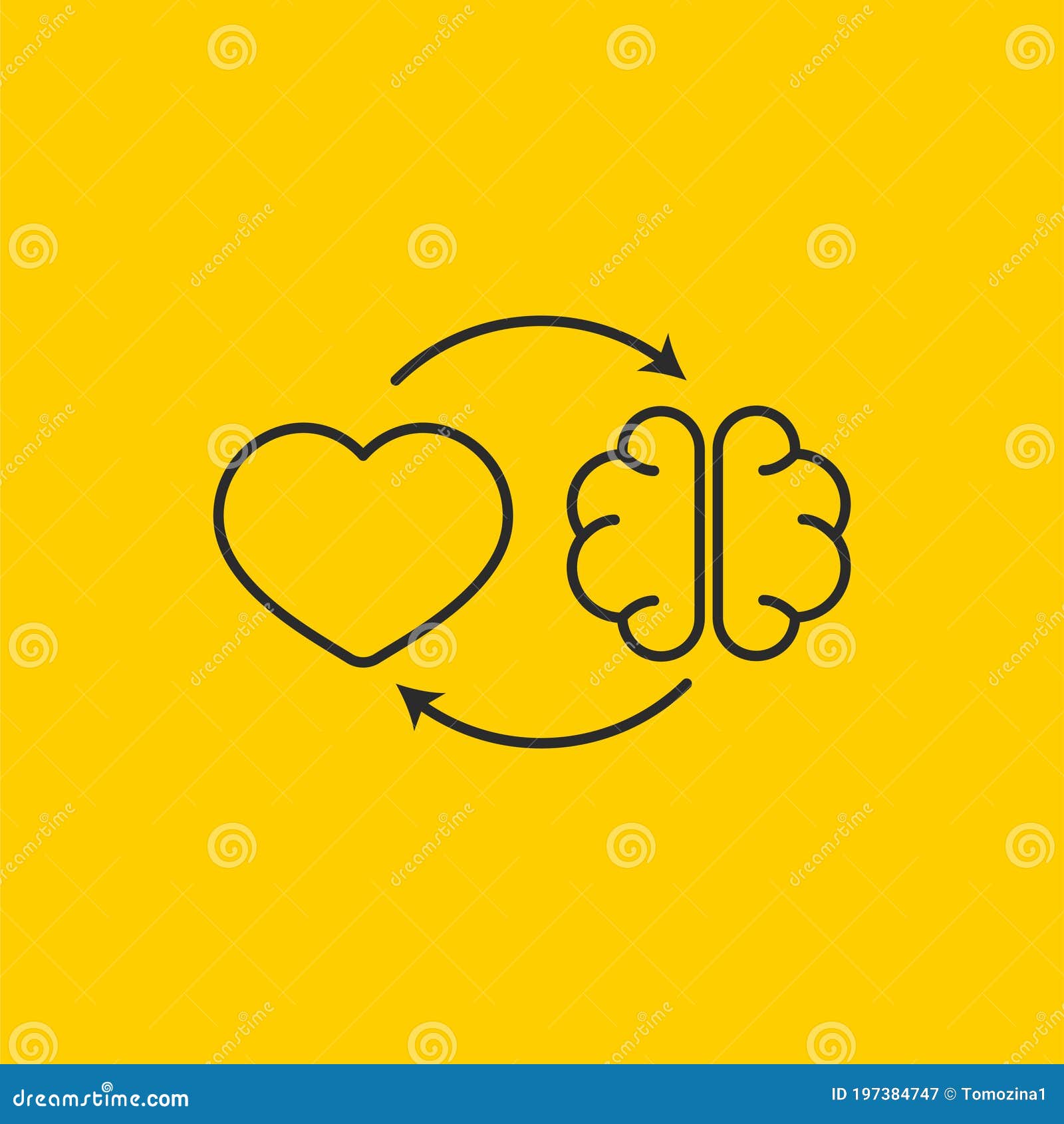 Connection between Mind and Senses. Connected Heart and Brain Stock ...
