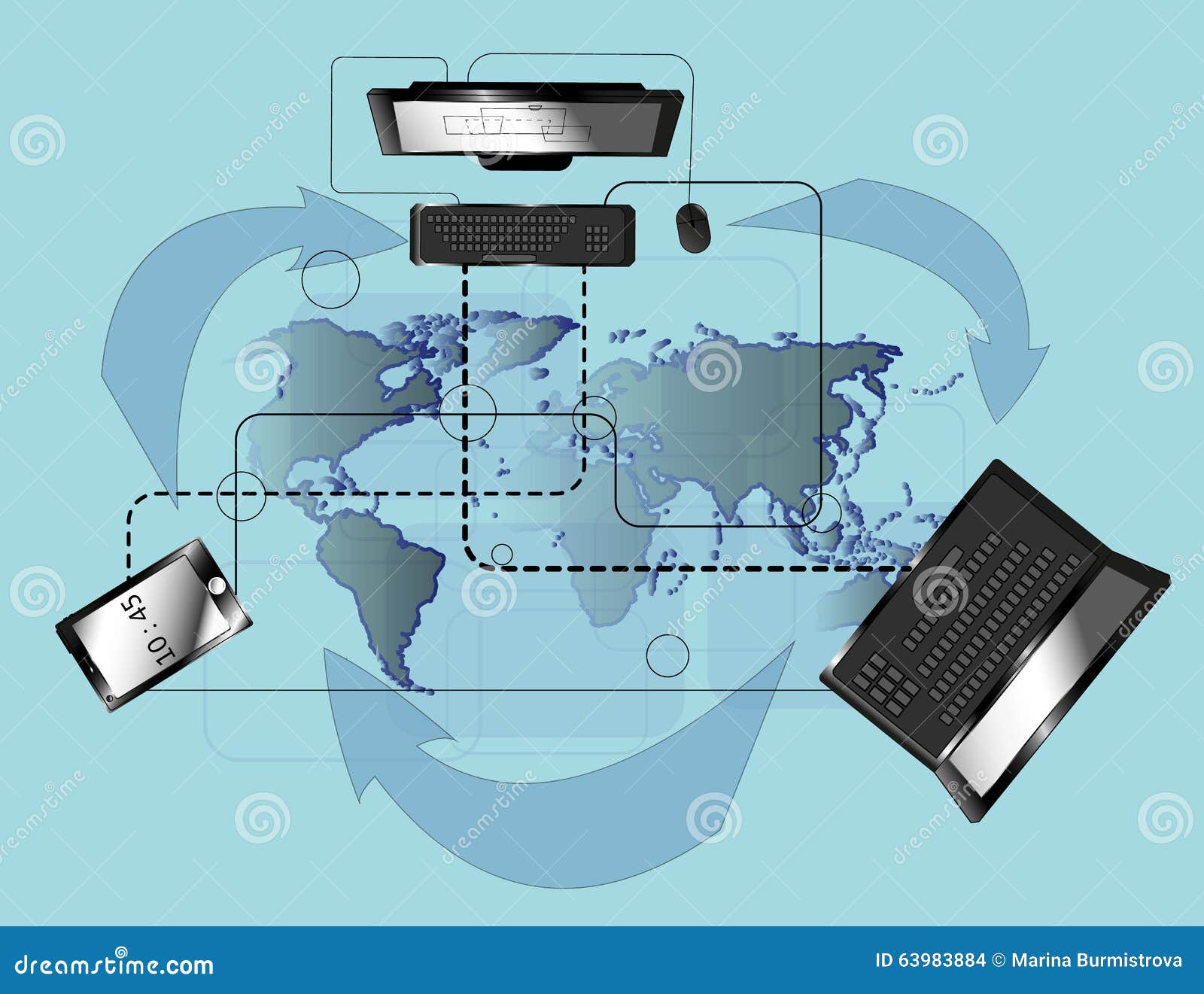 The Connection of Modern Technology in the World Stock Vector ...