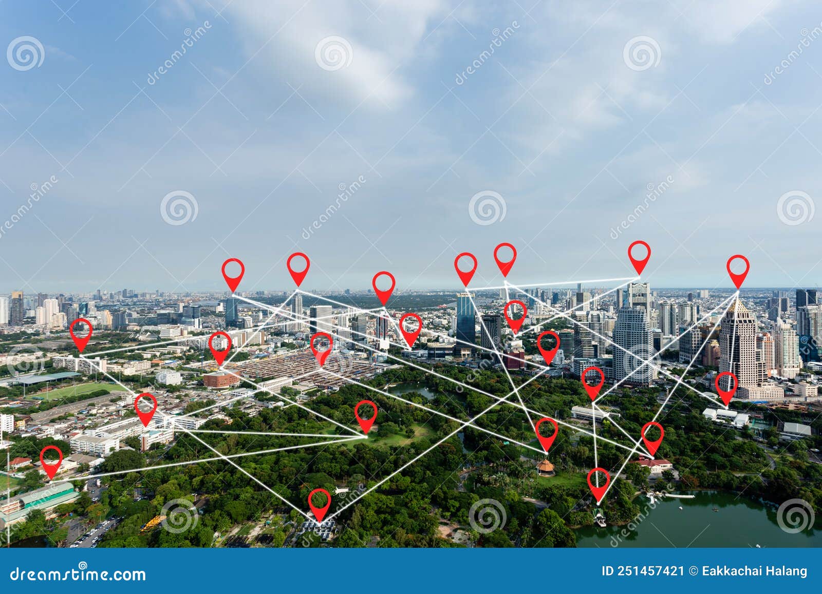 Connection Network Map Pin Navigation Cityscape. Search Location ...