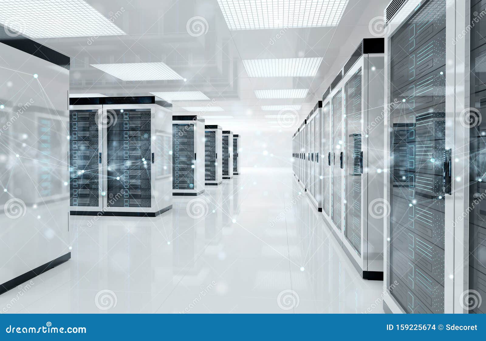 Connection Network in Servers Data Center Room Storage Systems 3D ...