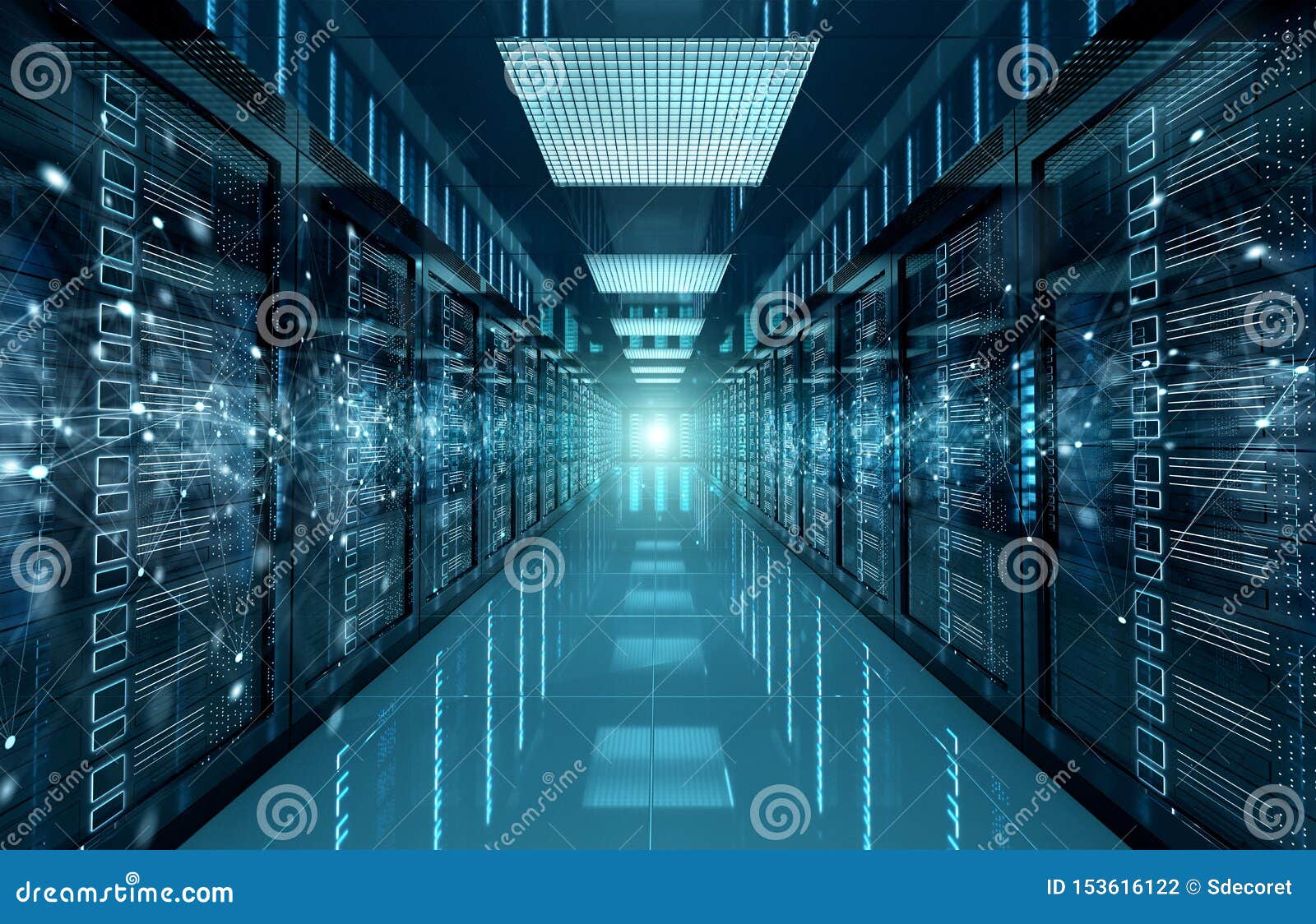 Connection Network in Servers Data Center Room Storage Systems 3D ...