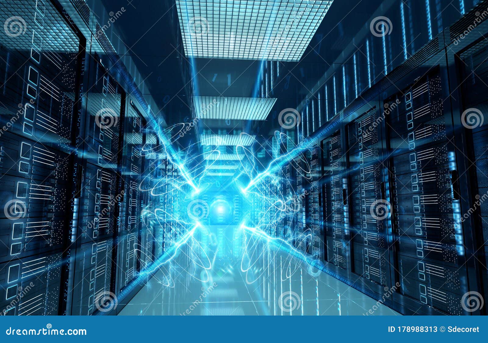 Connection Network in Servers Data Center Room Storage Systems 3D ...