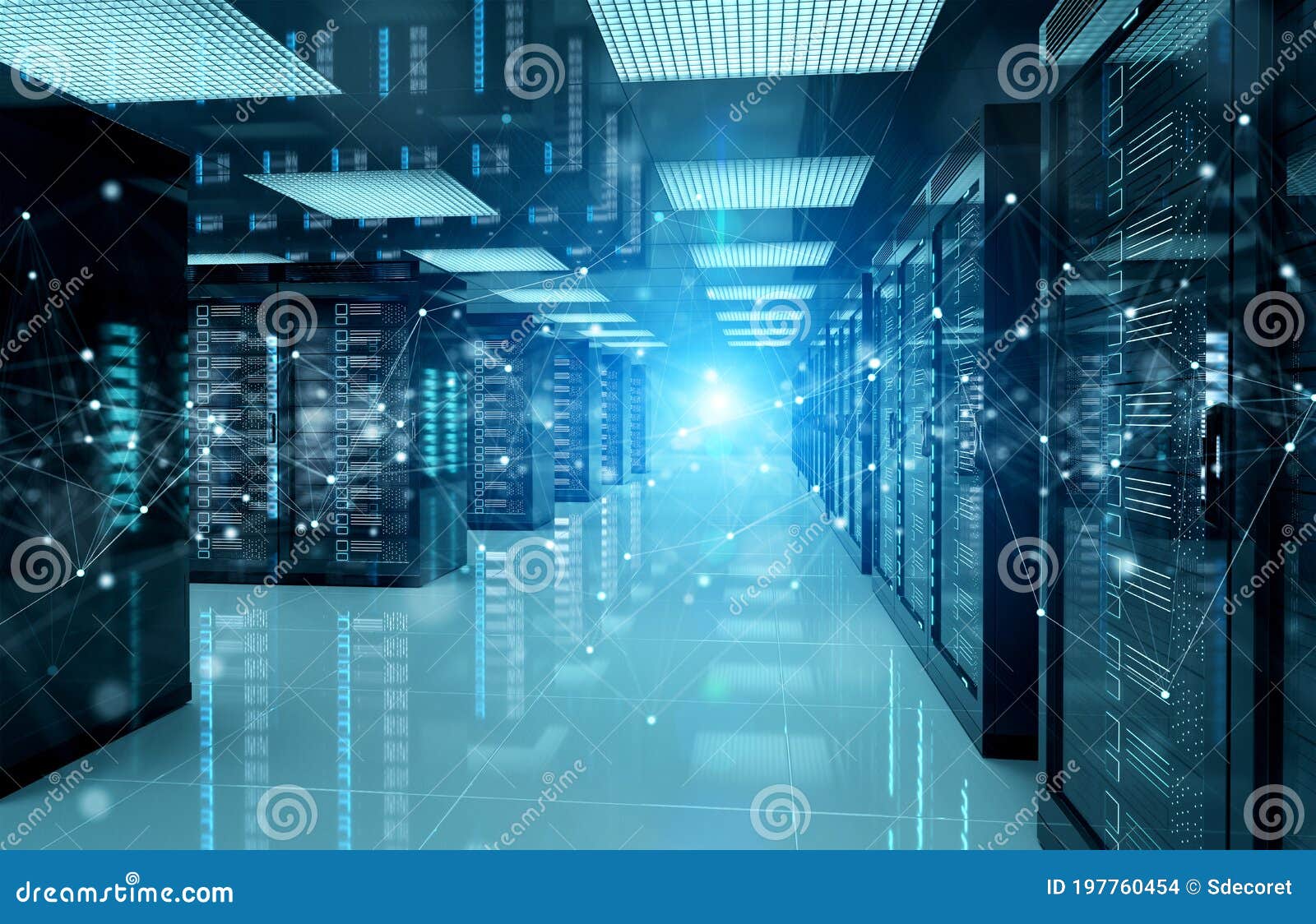 Connection Network in Servers Data Center Room Storage Systems 3D ...