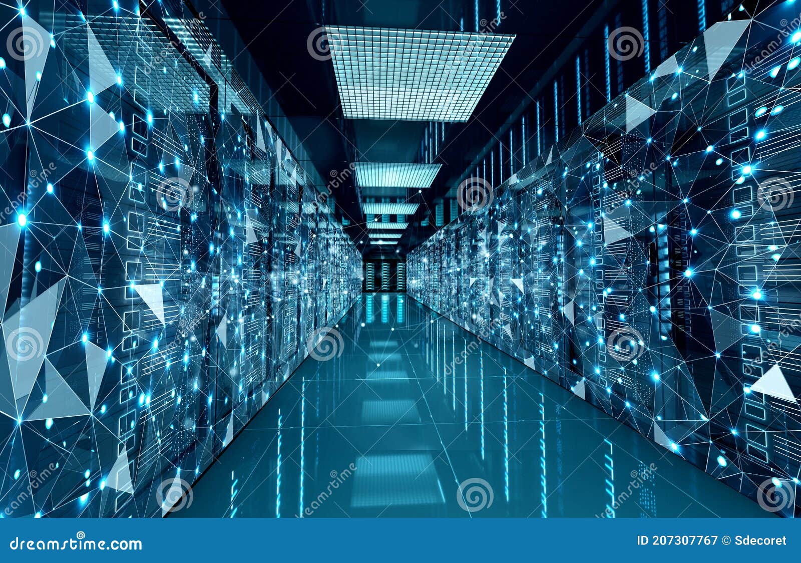 Connection Network in Servers Data Center Room Storage Systems 3D ...