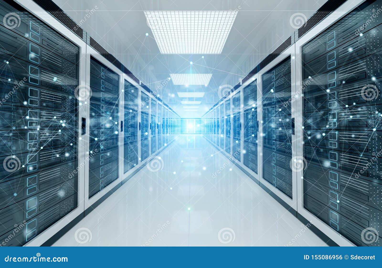 Connection Network in Servers Data Center Room Storage Systems 3D ...