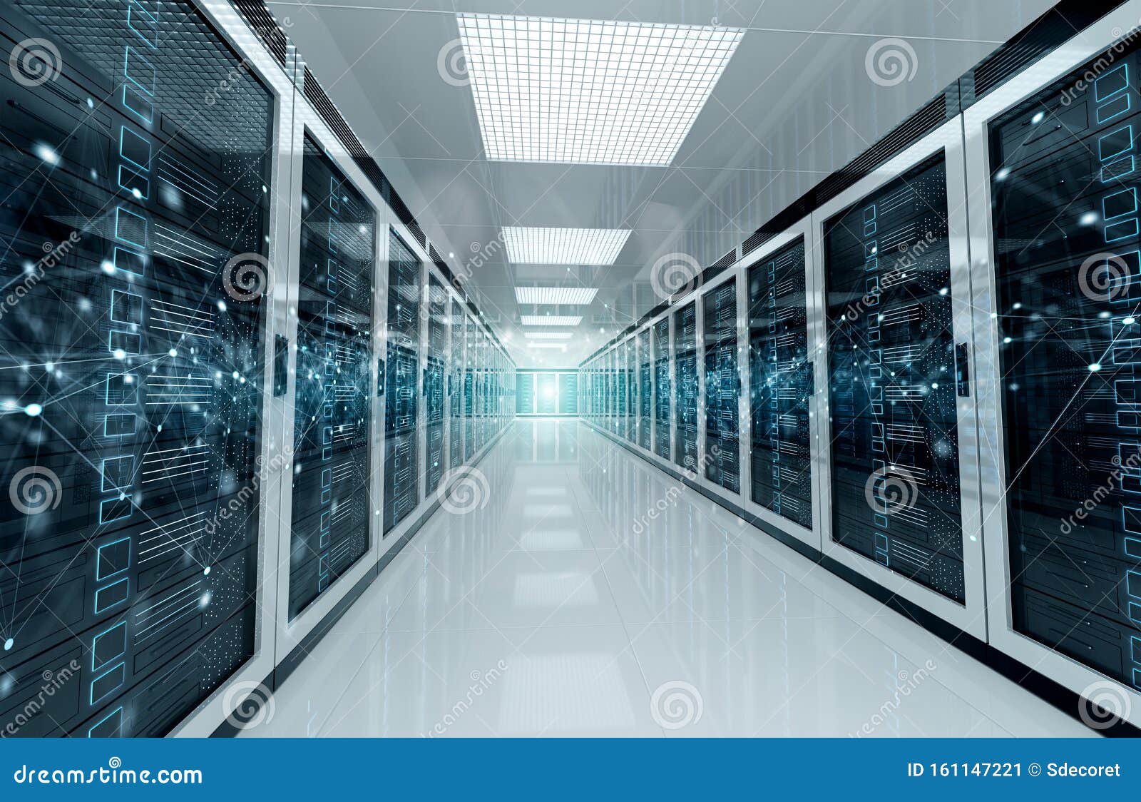 Connection Network in Servers Data Center Room Storage Systems 3D ...