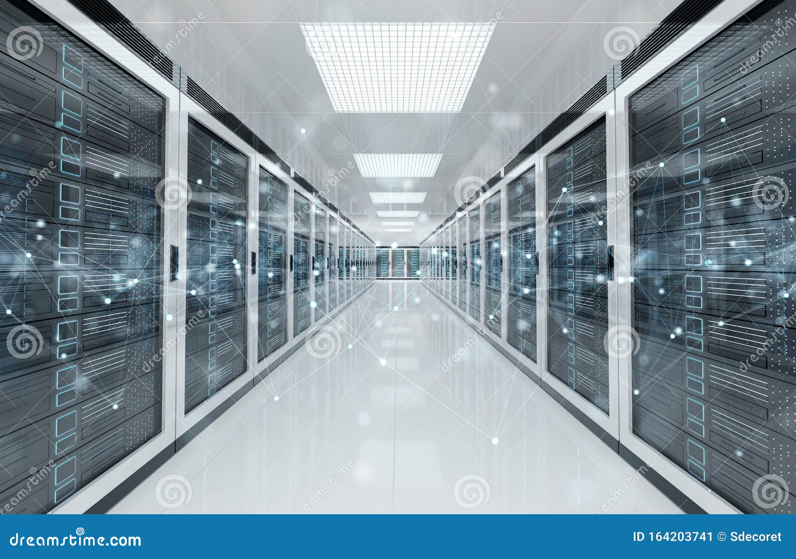 Connection Network in Servers Data Center Room Storage Systems 3D ...