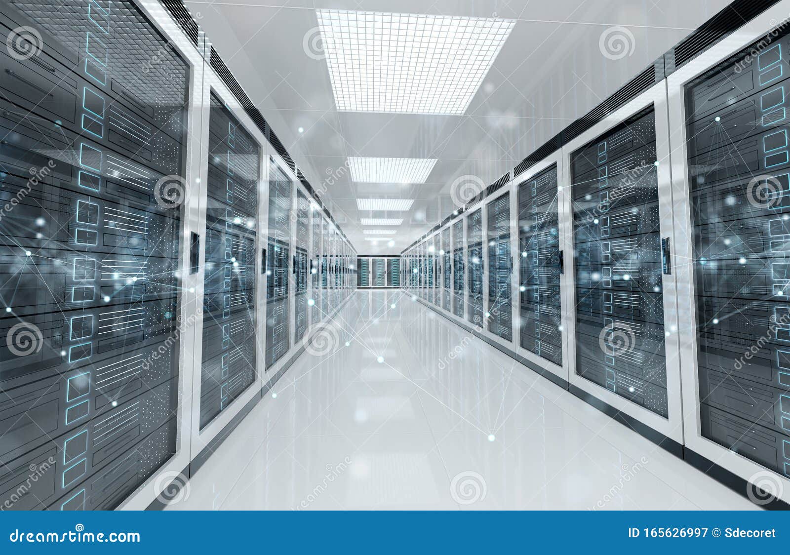 Connection Network in Servers Data Center Room Storage Systems 3D ...