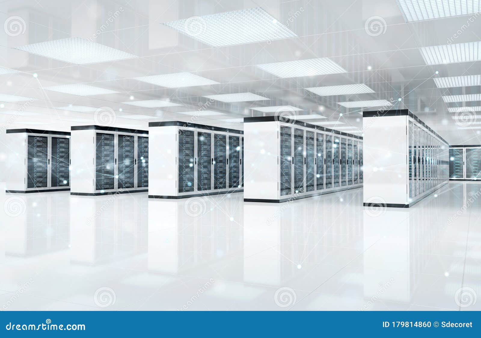 Connection Network in Servers Data Center Room Storage Systems 3D ...